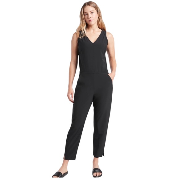 Athleta | Pants & Jumpsuits | Athleta Brooklyn Jumpsuit In Black Vneck ...